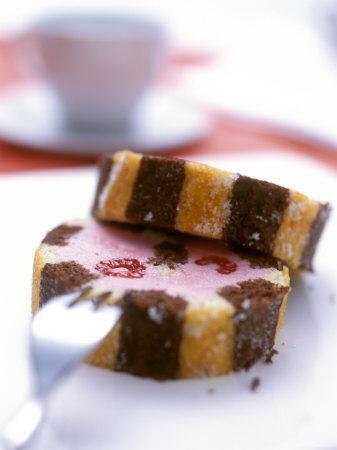 'Two Colour Sponge Roulade with Raspberry Mousse Filling' Photographic ...