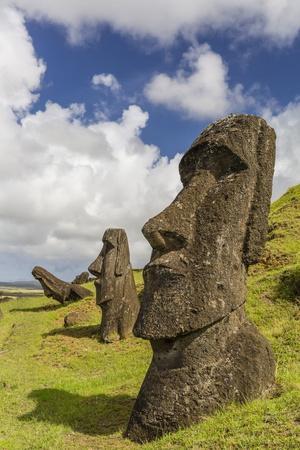 'Moai Sculptures in Various Stages of Completion at Rano Raraku ...