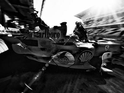 Michael Schumacher at the Spain Gp, 2005 (B/W Photo) Giclee Print | Art.com