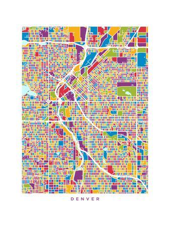 'Denver Colorado City Street Map' Art Print - Michael Tompsett | Art.com