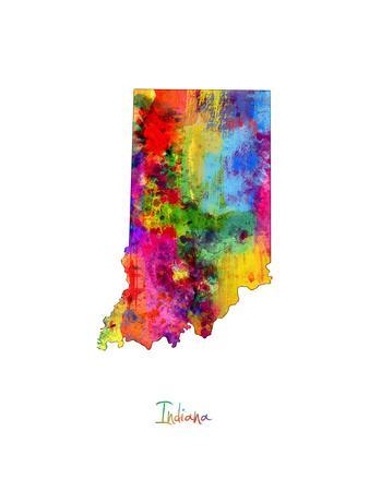 'Indiana Map' Art Print - Michael Tompsett | Art.com