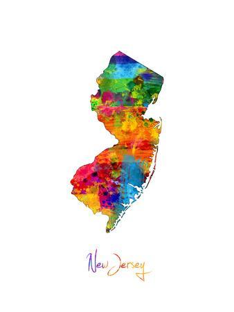 'New Jersey Map' Art Print - Michael Tompsett | Art.com