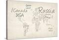 'Writing Text Map of the World Map' Stretched Canvas Print - Michael ...