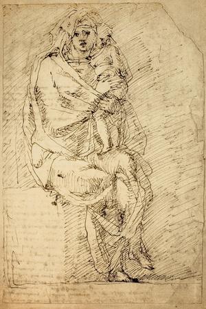 'Study for a Madonna and Child; Drawing by Michelangelo. Casa ...