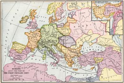 'Middle Ages: Map of Europe at the Time of the First Crusade in 1097 ...