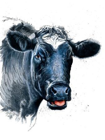 The Cow on White, 2021, (Pen and Ink) Giclee Print - Mike Davis | Art.com