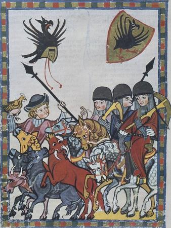 'Miniature from the Codex Manesse, Manuscript, 1304, Germany 14th ...