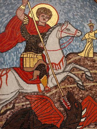 'Mosaic of St. George Slaying the Dragon in St. George Coptic Orthodox ...