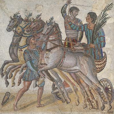 'Mosaic Work Depicting a Chariot Race' Giclee Print | Art.com