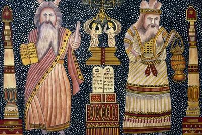 Moses and Abraham, Illuminated Title Page from a Bible, Hebrew ...