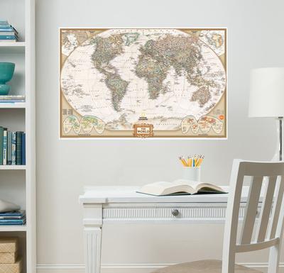 'National Geographic World Map Executive Wall Decal Sticker' Wall Decal | Art.com