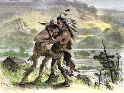 Native Population of America: Indians. Hiawatha Fighting Another Indian ...