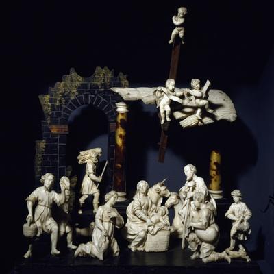 'Nativity and Adoration of Shepherds, Tyrolean Nativity Scene with ...