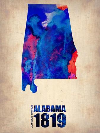 Alabama Watercolor Map Art Print - NaxArt | Art.com