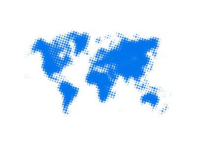Blue Dotted World Map Art Print - NaxArt | Art.com