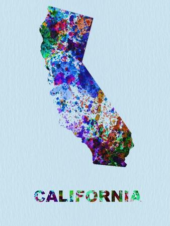 California Color Splatter Map Art Print - NaxArt | Art.com