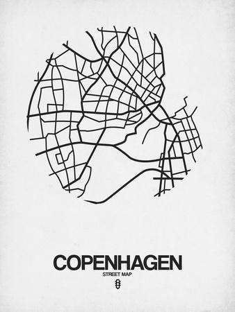 'Copenhagen Street Map White' Art Print - NaxArt | Art.com