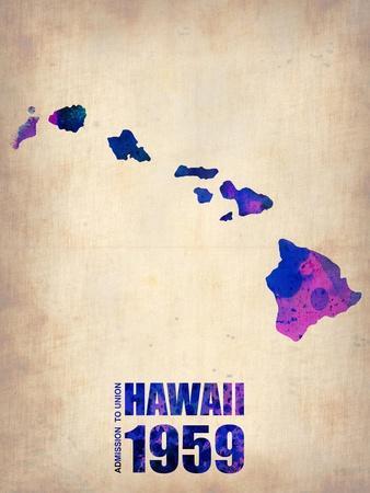 Hawaii Watercolor Map Art Print - NaxArt | Art.com