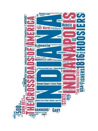 'Indiana Word Cloud Map' Art Print - NaxArt | Art.com