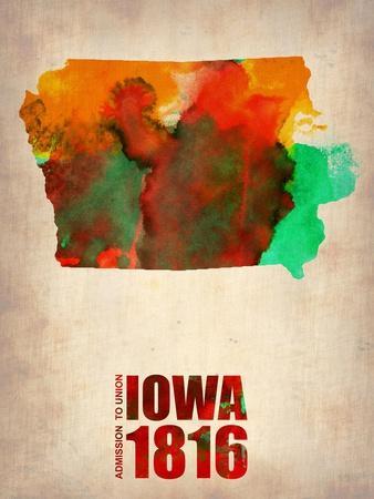 'Iowa Watercolor Map' Art Print - NaxArt | Art.com