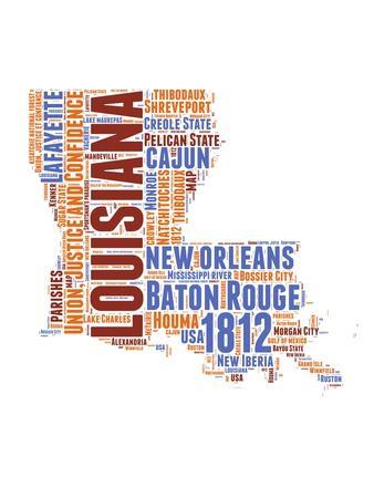 'Louisiana Word Cloud Map' Art Print - NaxArt | Art.com