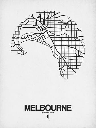 'Melbourne Street Map White' Art Print - NaxArt | Art.com