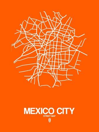 'Mexico City Street Map Orange' Art Print - NaxArt | Art.com