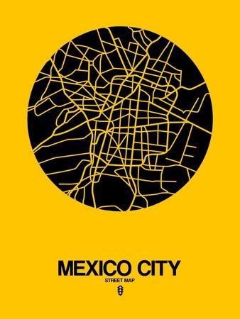 'Mexico City Street Map Yellow' Art Print - NaxArt | Art.com