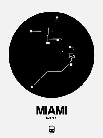 'Miami Black Subway Map' Art Print - NaxArt | Art.com