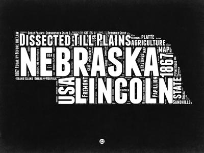 Nebraska Black and White Map Art Print - NaxArt | Art.com