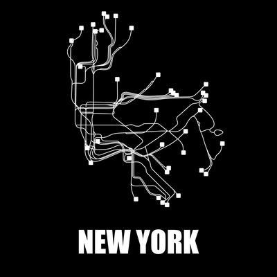 'New York Black Subway Map' Art Print - Naxart | Art.com