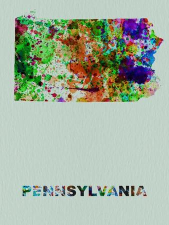 'Pennsylvania Color Splatter Map' Art Print - NaxArt | Art.com