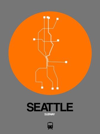 'Seattle Orange Subway Map' Art Print - NaxArt | Art.com