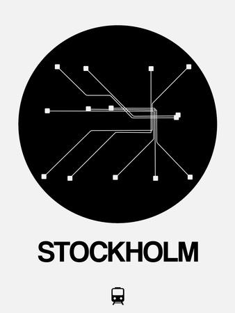 'Stockholm Black Subway Map' Art Print - NaxArt | Art.com
