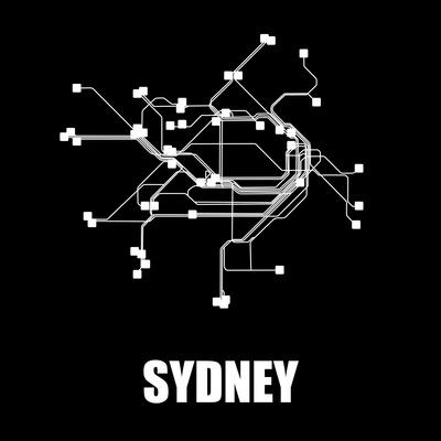 'Sydney Black Subway Map' Art Print - NaxArt | Art.com