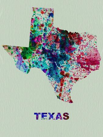 'Texas Color Splatter Map' Art Print - NaxArt | Art.com