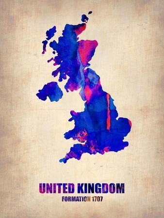 'United Kingdom Watercolor Map' Art Print - NaxArt | Art.com
