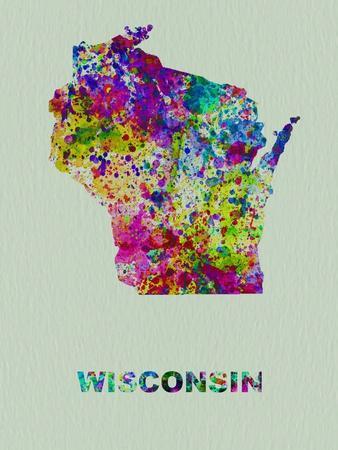 'Wisconsin Color Splatter Map' Art Print - NaxArt | Art.com