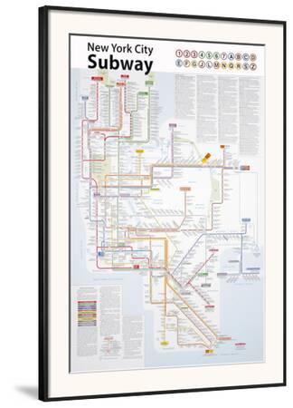 'New York City Subway Map' Framed Art Print - John Tauranac | Art.com