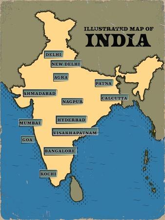 Illustrated Map of India Giclee Print - Nicholas | Art.com