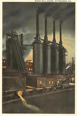 Night Mill Scene, Pittsburgh, Pennsylvania Art Print | Art.com