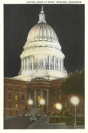 'Night, State Capitol, Madison, Wisconsin' Art Print | Art.com