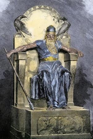 'Nordic Mythology: Representation of the Deity Wotan (Odin). Colour ...