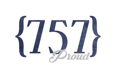 'Norfolk, Virginia - 757 Area Code (Blue)' Art Print - Lantern Press ...