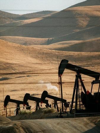 'Oil Pumps Work the Midway Sunset Oil Field West of Taft, Calif ...