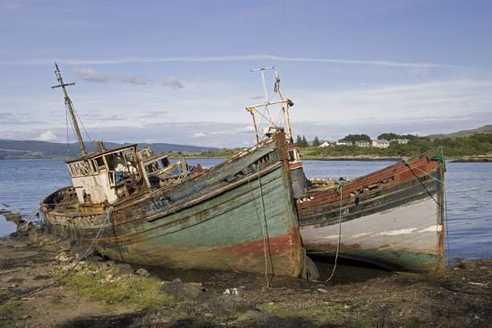 Old Fishing Boats Rotting on Beach, Isle of Mull Photographic Print by ...