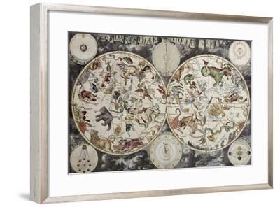 Old Sky Map Depicting Boreal And Austral Hemispheres With ...