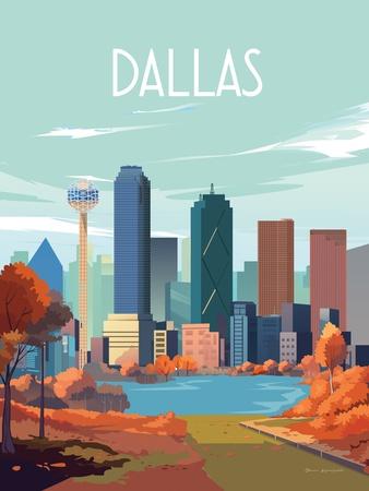 'City Sights Dallas' Art Print - Omar Escalante | Art.com