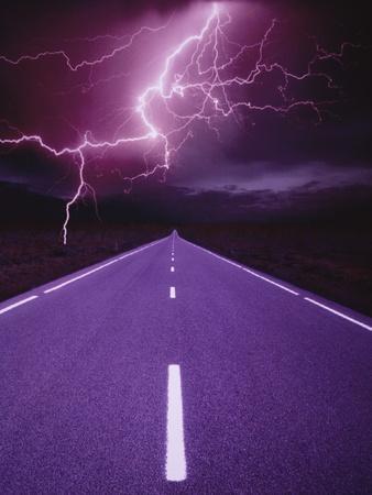 'Lightning over Highway' Photographic Print - Otto Rogge | Art.com