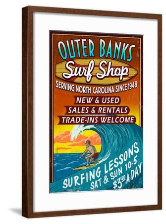 'Outer Banks, North Carolina - Surf Shop' Art Print - Lantern Press ...